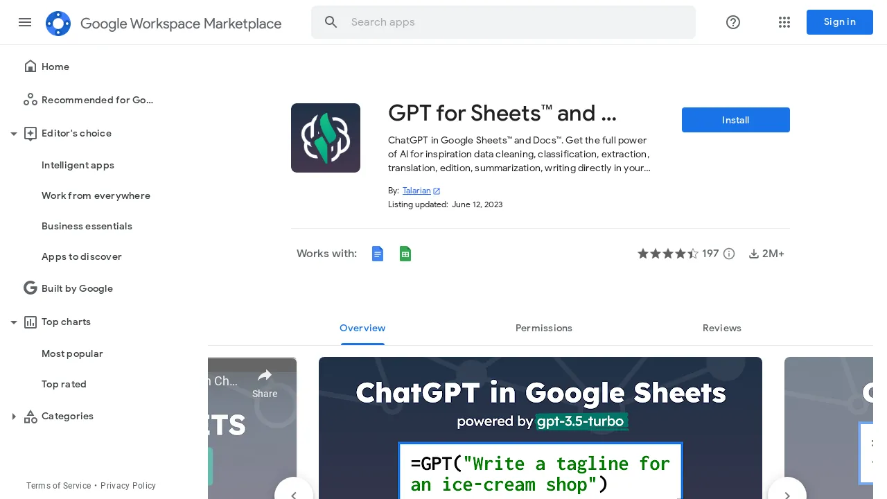 GPT For Sheets - BestofAI